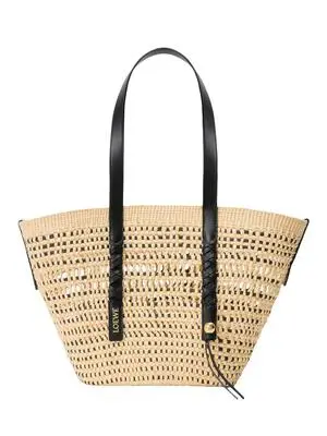 Loewe Medium Braid Basket Bag In Iraca Palm And Calfskin - Multicolor