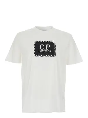 C.P. COMPANY White Crew Neck T-shirt With Logo On Front In Cotton For - Multicolor