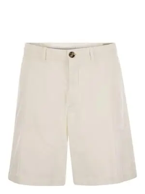 Brunello Cucinelli Cotton Gabardine Bermuda Shorts - White