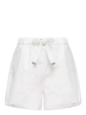 Moncler Cotton Eyelet Drawstring Shorts - Multicolor