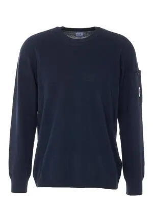 C.P. COMPANY Lens Logo Crew Neck Sweater - Blue