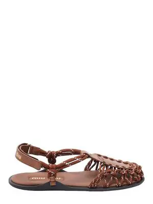 MIU MIU Miu Miu Flat Cord And Leather Sandals