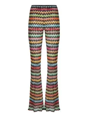 Missoni Missoni Zigzag Patterned Viscose Flared Pants Multicolor