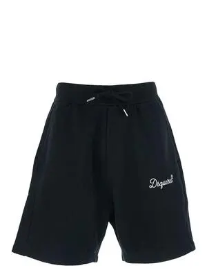 Dsquared2 Cotton Drawstring Waist Logo Shorts - Black