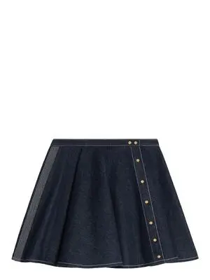 Celine Light Indigo Denim Peplum Skirt - Multicolor