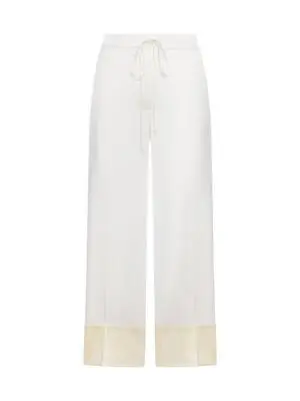 TOTEME Wide-leg Satin Drawstring Trousers - White