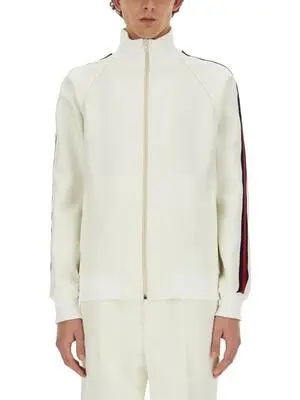 Gucci Zip-up Track Jacket With Striped Sleeves - White