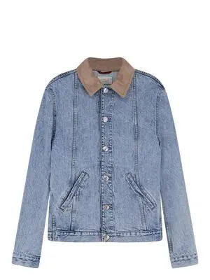 Brunello Cucinelli Denim Jacket With Suede Collar - Multicolor