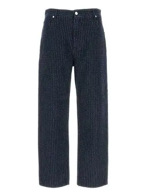 Fendi Embroidered Stretch Denim Jeans - Blue