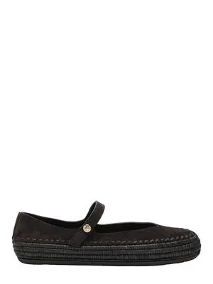 Loewe Suede And Raffia Mary Jane Shoes - Brown