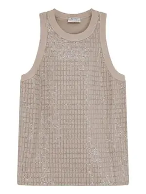 Brunello Cucinelli BRUNELLO CUCINELLI Sequined Jersey Tank Top Multicolor