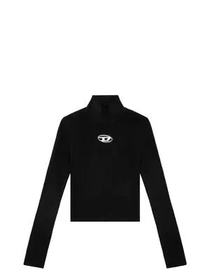 DIESEL® Ribbed High Neck Long Sleeve Top - Black