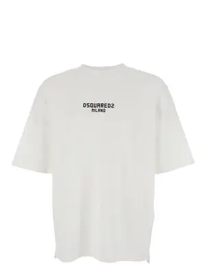 Dsquared2 Crew Neck T-shirt With Logo Lettering Print On The Front In Cotton For - Multicolor
