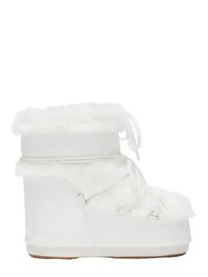 Moon Boot Icon Faux Fur Trimmed Lace-up Ankle Boots - Multicolor