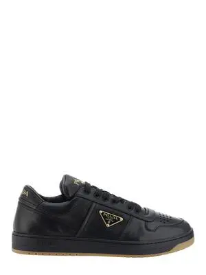Prada Downtown Leather Lace-up Sneakers - Black