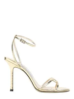 JIMMY CHOO Leather Leo Candy Wrap Sandals - Silver