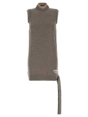 Fendi Sleeveless Wool Blend Dress - Brown