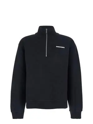 Dsquared2 DSQUARED2 Cotton High Neck Half-Zip Sweatshirt With Lettering Logo Multicolor