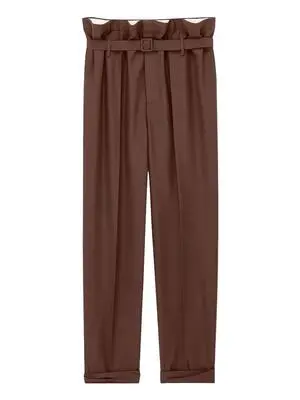 Saint Laurent Wool Belted Trousers - Multicolor