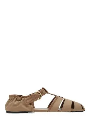 Miu Miu Cotton And Nappa Ruched Sandals - Brown