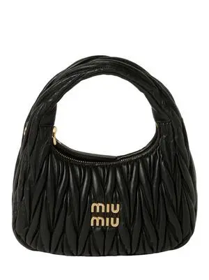Miu Miu Wander Hobo Bag In Quilted Nappa - Black