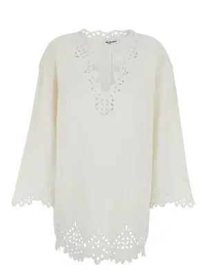 Isabel Marant Étoile Sherazade' Cotton Dress With Cut-out Details And Scalloped Hem - Multicolor