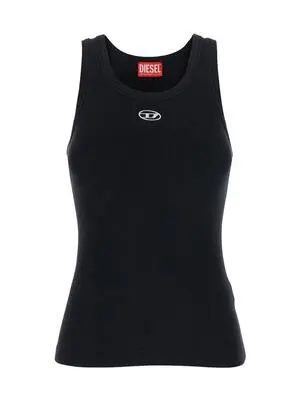 DIESEL® Ribbed Cotton Dlogo Tank Top - Black
