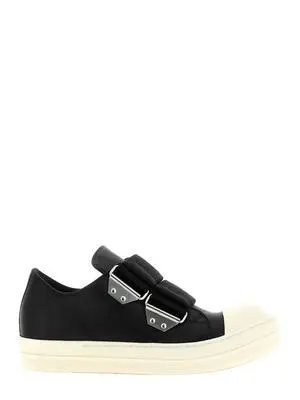 Rick Owens Low-top Leather Trainers With Adjustable Straps - Black