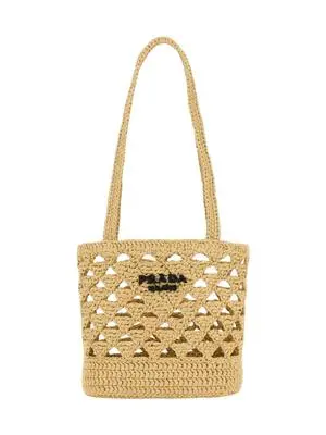 Prada Raffia Crochet Bag - Cream