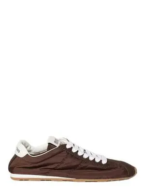 MIU MIU MIU MIU Brown Suede And Recycled Polyester Lace-Up Sneakers