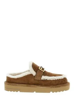Fendi Suede Shearling Sabot - Multicolor