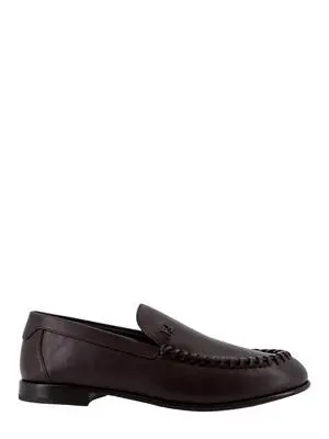 Fendi Leather Loafers With Ff Metal Logo - Multicolor