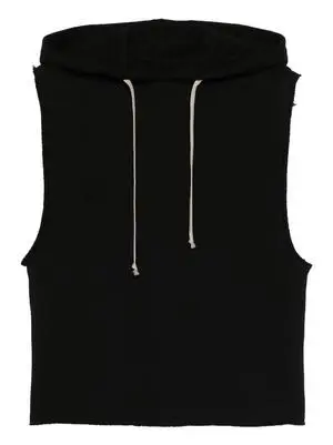 Rick Owens Sleeveless Drawstring Hood Vest - Black