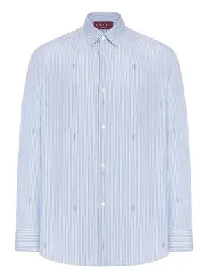 Gucci Striped Cotton Poplin Shirt With Logo - Multicolor