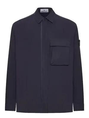 Stone Island Stretch Cotton Canvas Overshirt With Flap Pocket On The Chest - Multicolor