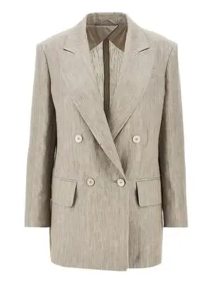 Max Mara Linen Double-breasted Jacket - Multicolor