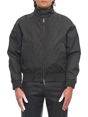 Fendi Coated Canvas Logo Zip-up Blouson - Multicolor