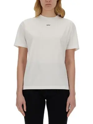Off-White Cotton T-shirt With Logo - White