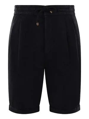 Brunello Cucinelli Garment-dyed Linen Gabardine Bermuda Shorts - Black