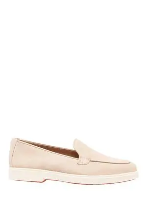 Santoni Suede Slip-on Loafers - Cream