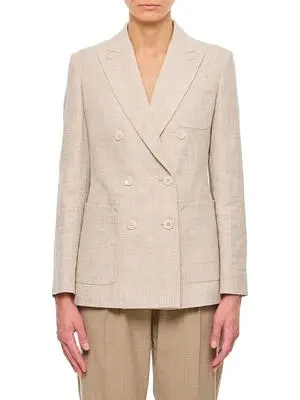 Max Mara Targa Linen Double-breasted Blazer - Multicolor
