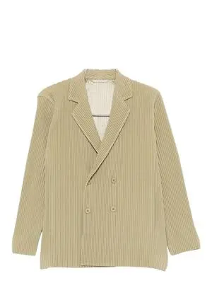 Issey Miyake Green Pleated Double-breasted Jacket - Multicolor