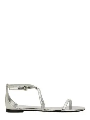 Alexander McQueen Metallic Foil Strappy Sandals - Silver