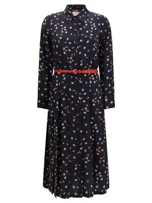 Max Mara Floral Print Silk Midi Dress - Blue