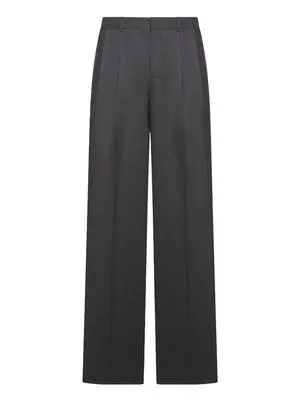 Celine Tailored Wide Leg Trousers In Cashmere - Gray
