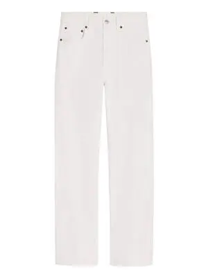 CELINE CELINE Boyfriend Jeans In White Heavy Stone Wash Denim