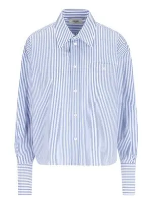 Celine Striped Cropped Cotton Shirt - Multicolor