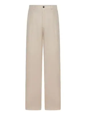 Giorgio Armani Linen Blend Straight Leg Trousers - Multicolor
