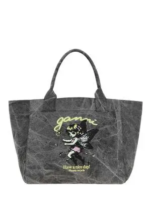 GANNI Medium Canvas Shopping Bag - Gray