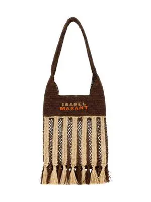 Isabel Marant Étoile Embroidered Raffia Shoulder Bag - Multicolor